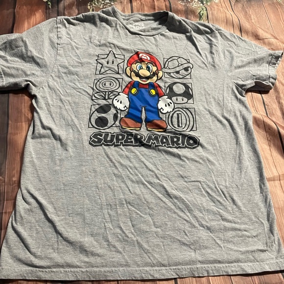 Shirts | Super Mario Large Medium Gray Tshirt | Poshmark